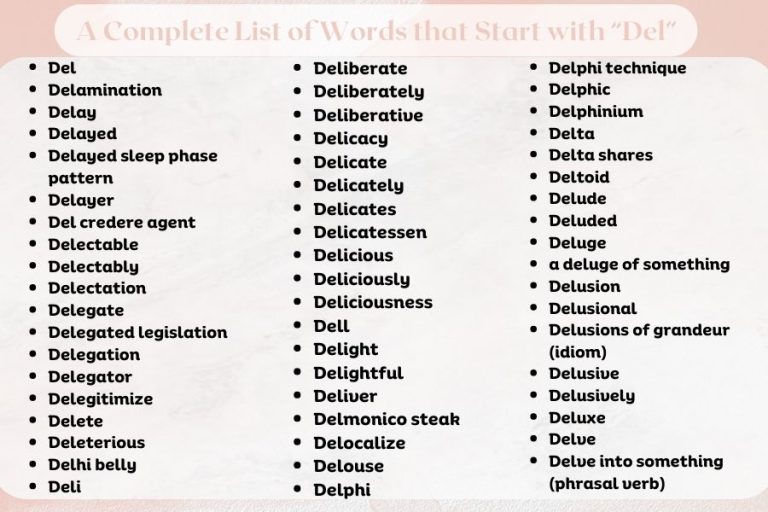 A Complete List Of Words That Start With “Del” - Phoenix English