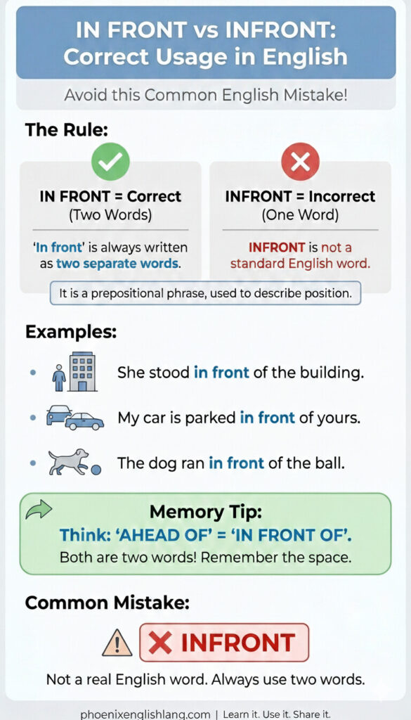 In Front or Infront — Which Form Is Correct? - Phoenix English