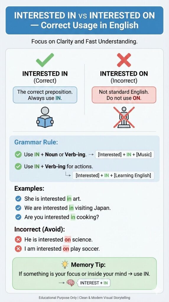 Interested In or On: The Differences + Examples (2025) - Phoenix English