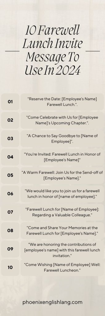 10 “Farewell Lunch Invite Message” To Use In 2024 - Phoenix English