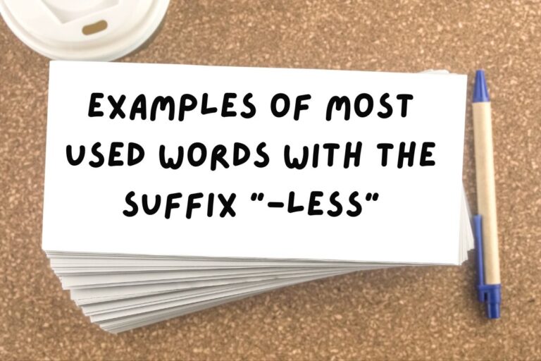 Top 25 most used words with suffix less - Phoenix English