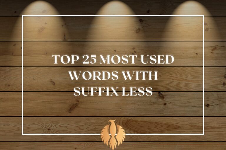 Top 25 most used words with suffix less - Phoenix English