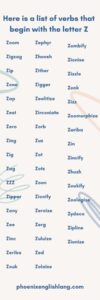 Top 100 Commonly Used Verbs That Start With Z [2025] - Phoenix English