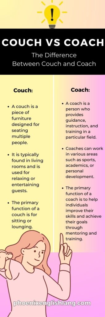 Couch Or Coach: Differences + Usage + Examples [2025] - Phoenix English