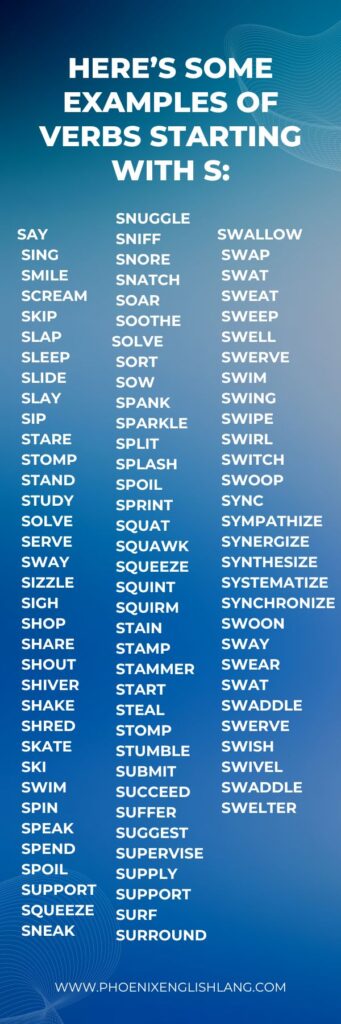 Top 100 Commonly Used Verbs That Start With S [2024] - Phoenix English