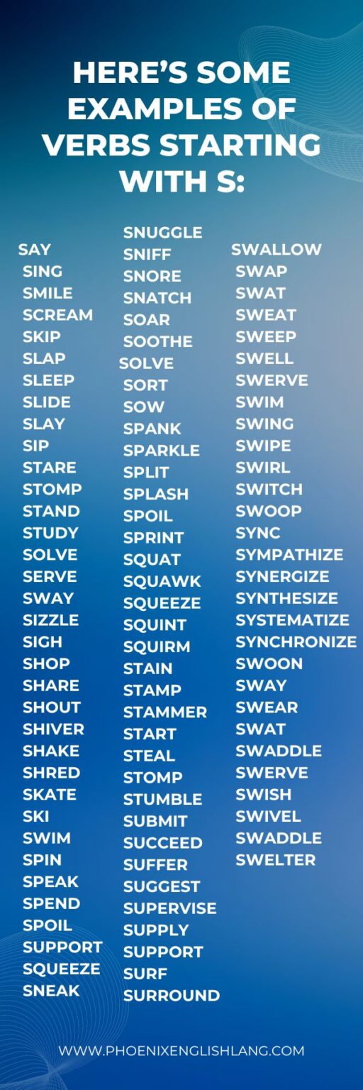 Top 100 Commonly Used Verbs That Start With S [2025] - Phoenix English